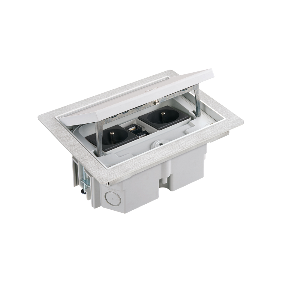 IP66 watertight raised floor box kit with 2 schuko socket outlets + 2 ...