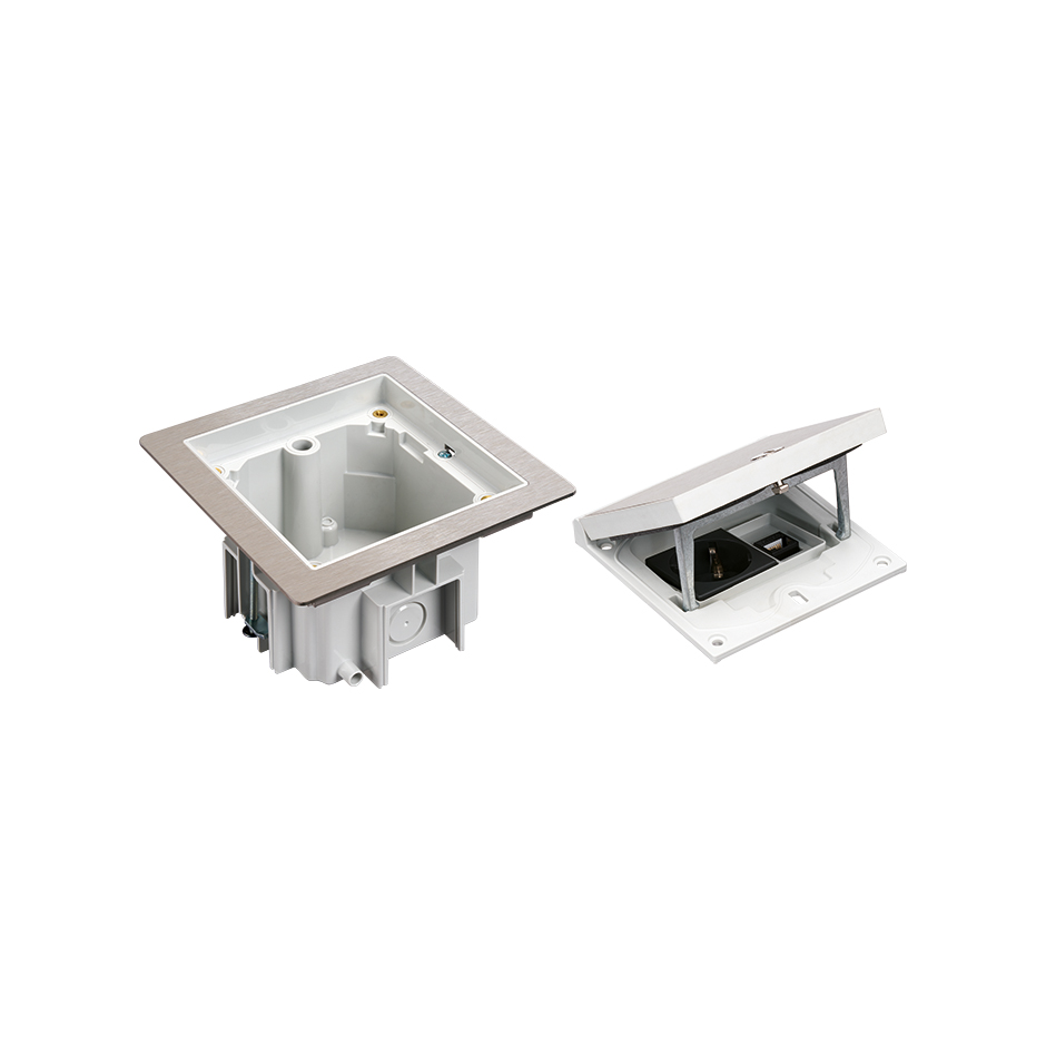IP66 watertight raised floor box kit with 1 schuko socket outlet + 1 ...