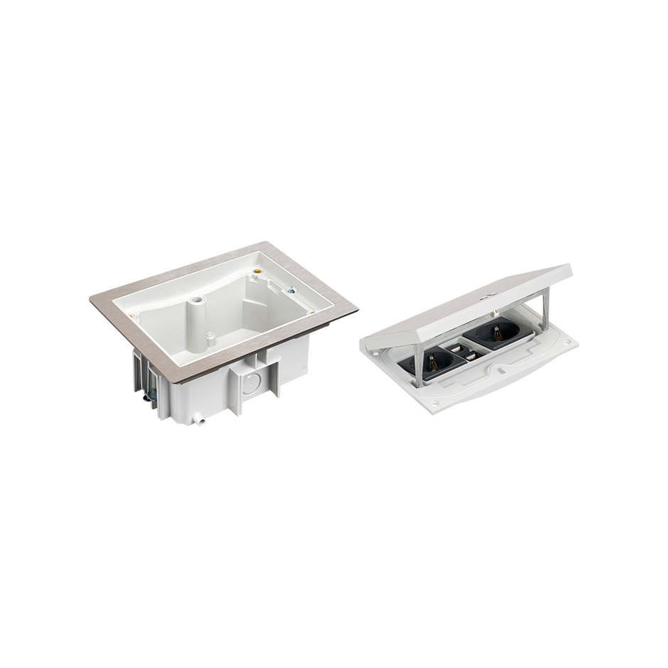 IP66 watertight raised floor box kit with 2 schuko socket outlets + 2 ...