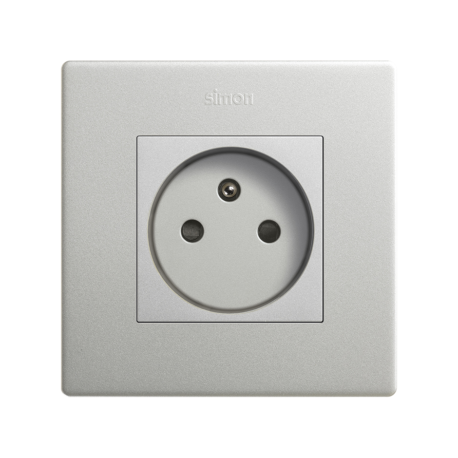 2P+T socket outlet 16A 250V~ screw connection aluminium Simon 270 | SIMON