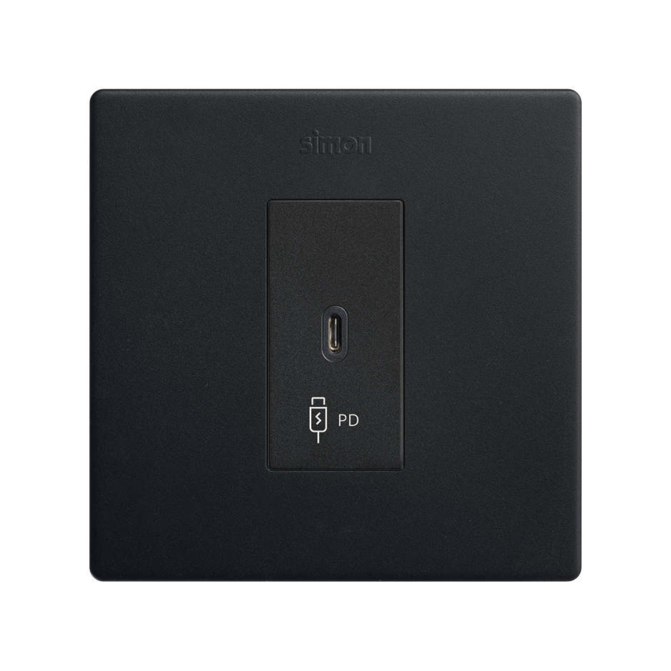 Carregador USB C 20W Power Delivery preto mate Simon 270 | SIMON