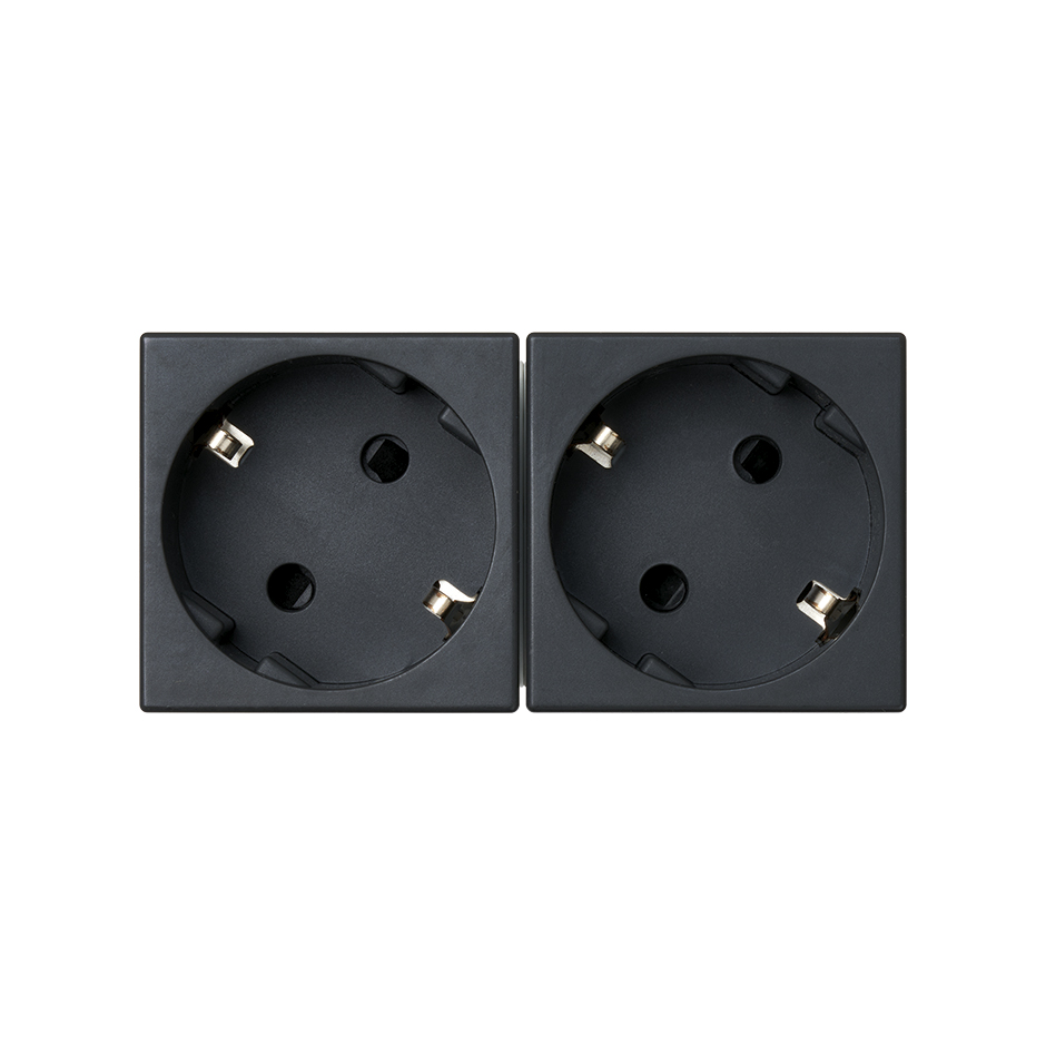 Double Schuko socket outlet 16A 250V~ with safety device and quick ...