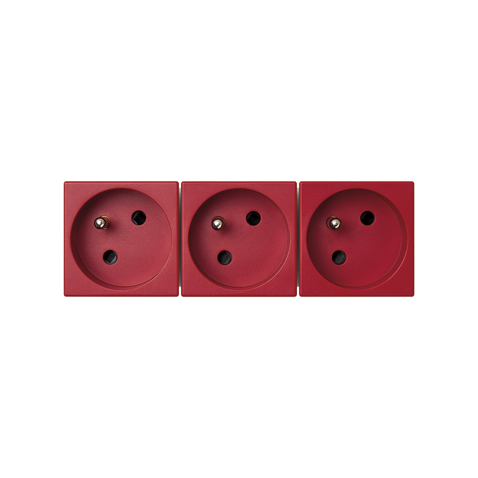Triple French socket outlet 16A 250V~ with safety device and quick ...