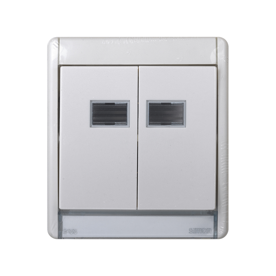 Composable group of 2 IP55 10AX two-way switches with quick terminal ...