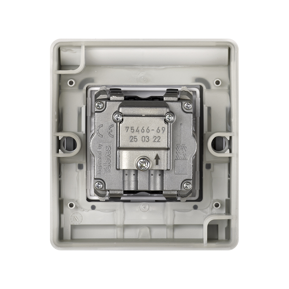 Tomada de sinal TV modular única IP55 cinza Simon Aqua | SIMON