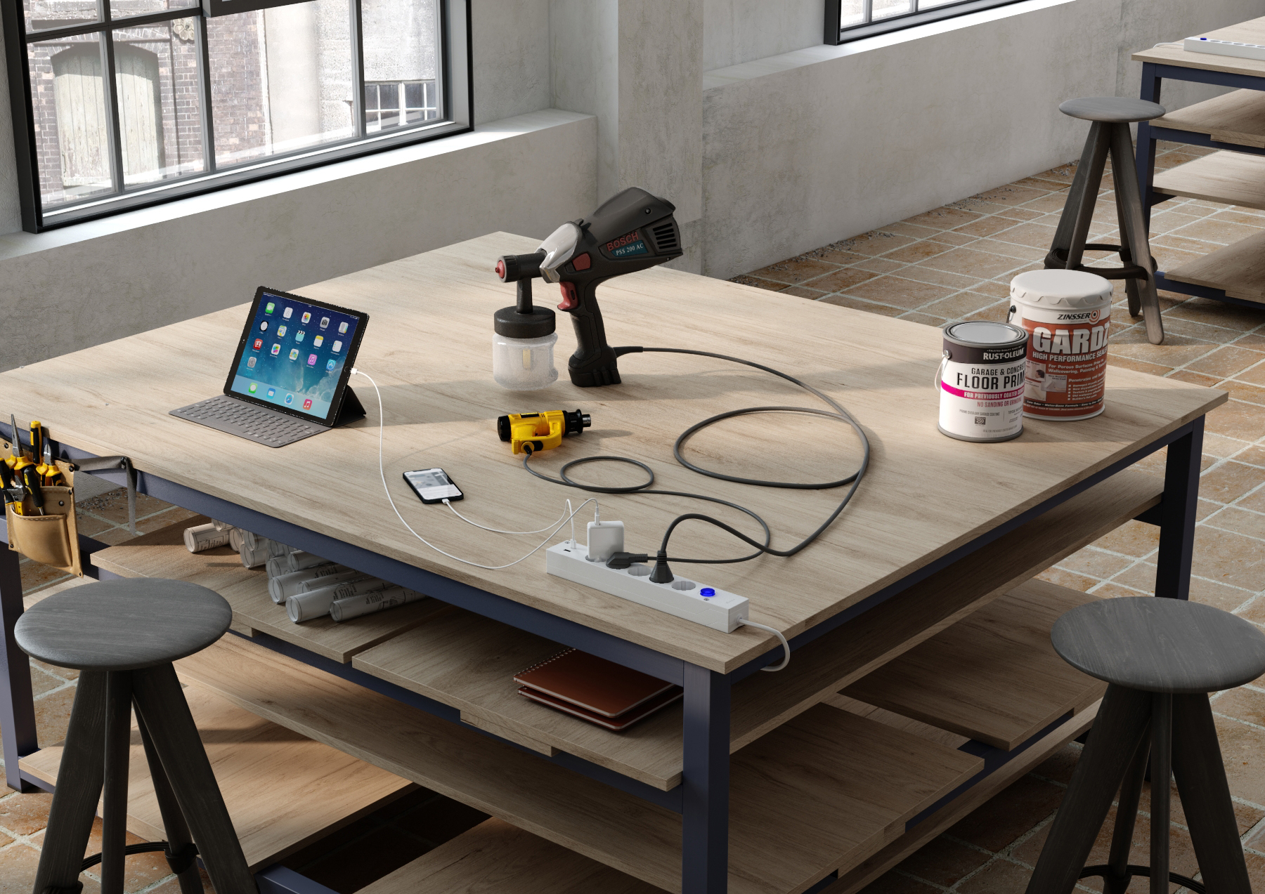 Multifix power strip with 5 sockets + USB A + USB C and switch | SIMON