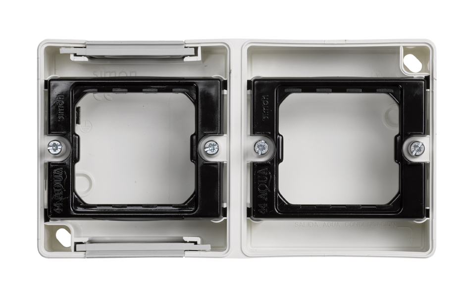 Waterproof surface box for 2 horizontal elements white Simon Aqua | SIMON