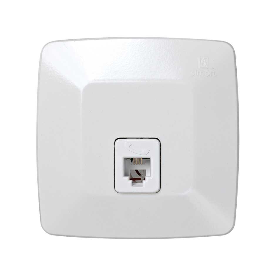 Telephone socket with 4 pins RJ11 with built-in plate white Simon 32 ...