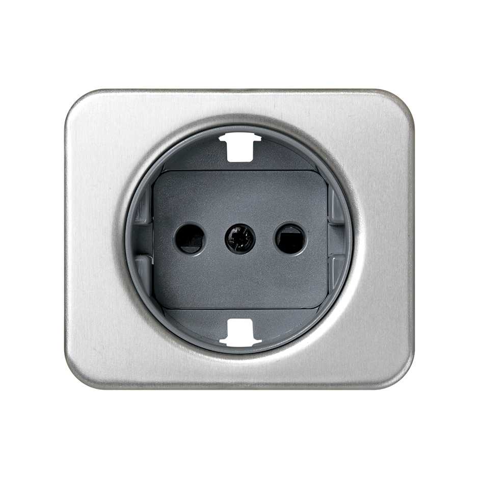 Cover with safety device for German socket outlet aluminium Simon 75 ...