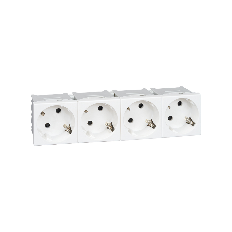 Quadruple Schuko socket outlet 16A 250V~ with safety device and quick ...