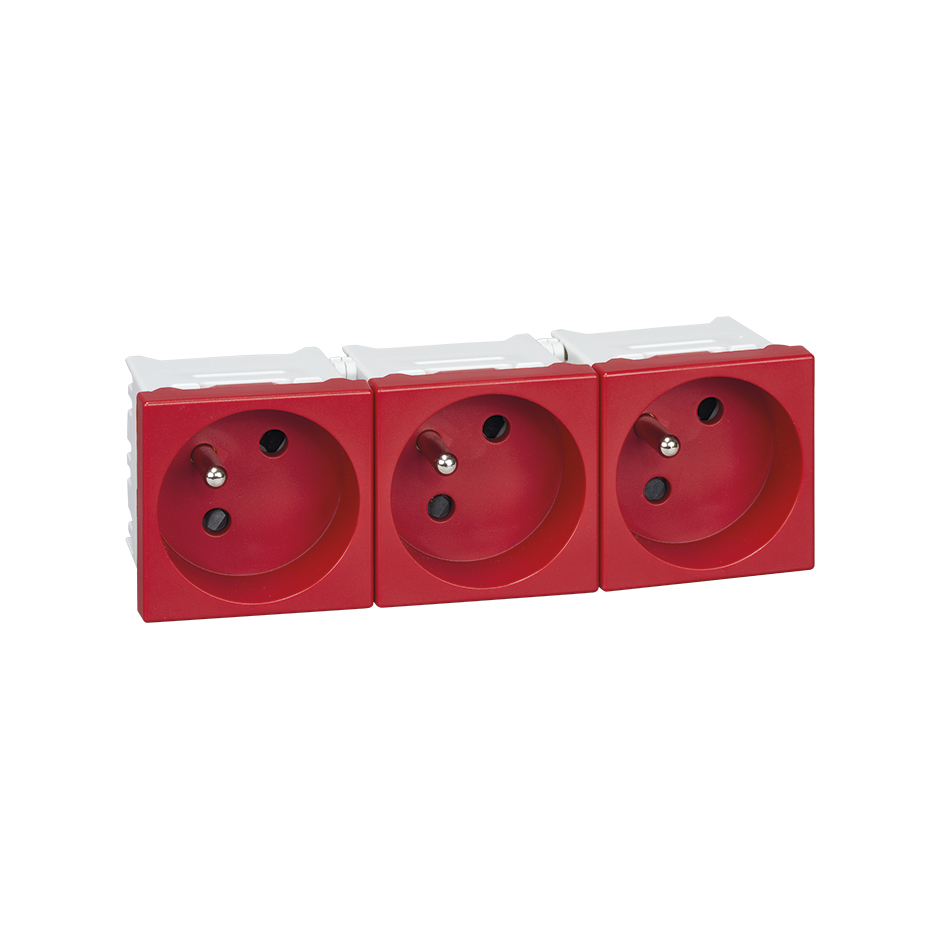 Triple French socket outlet 16A 250V~ with safety device and quick ...