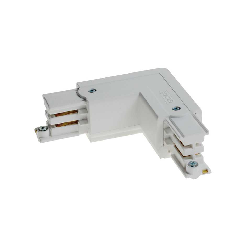 L connector with exterior ground 3-phase rail White | SIMON