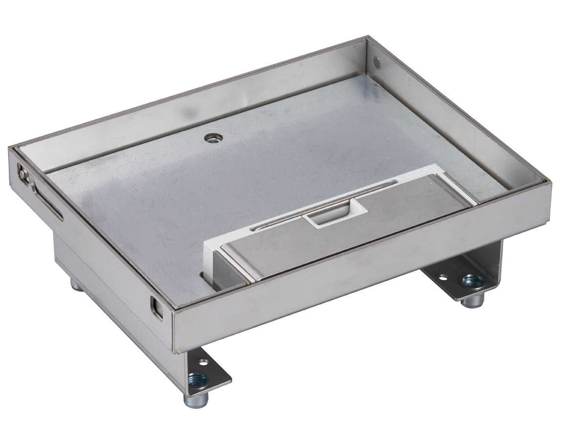 Metal floor box for 4 modules on concrete floor installation stainless ...