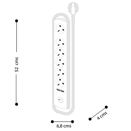 Base múltipla combi branca com 6 tomadas de 16 A e 250 V~ com proteção ...