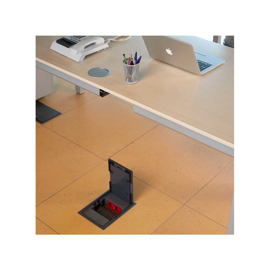 Shallow floor box kit 8 elements 2 double sockets, 1 dual UPS and 2 ...