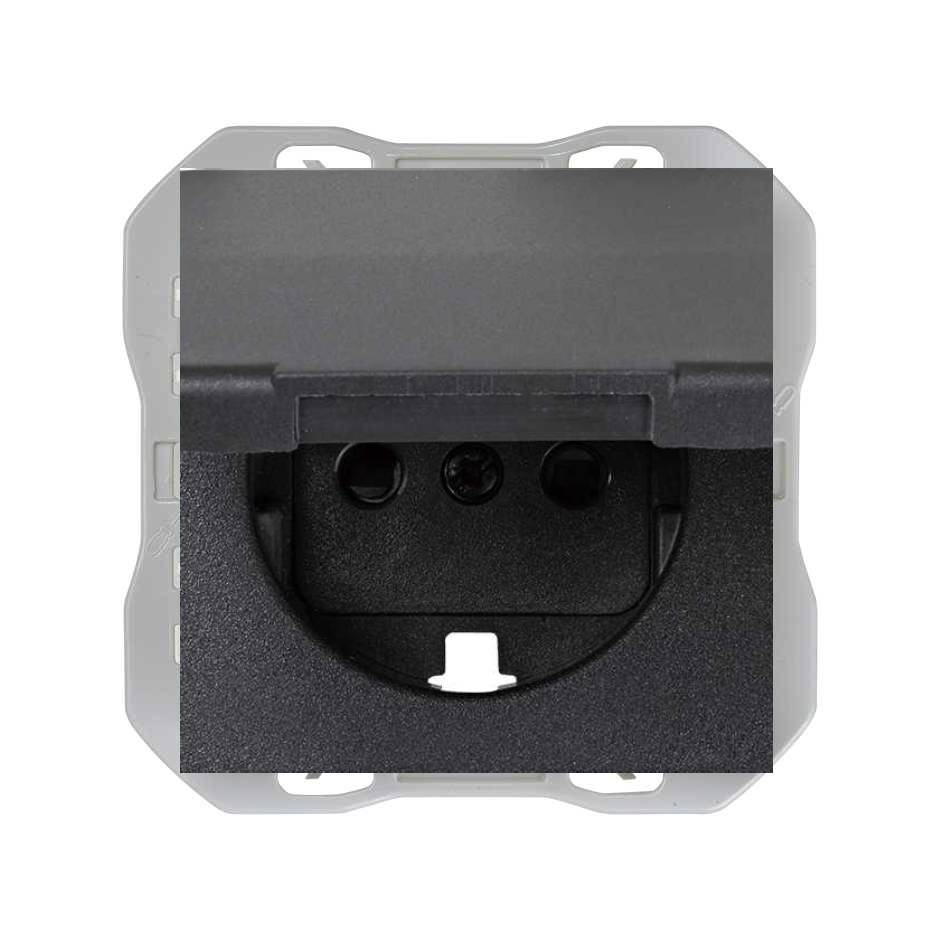 Kit 1 element complete 2P+T Socket IP44 screwless connection matt black ...