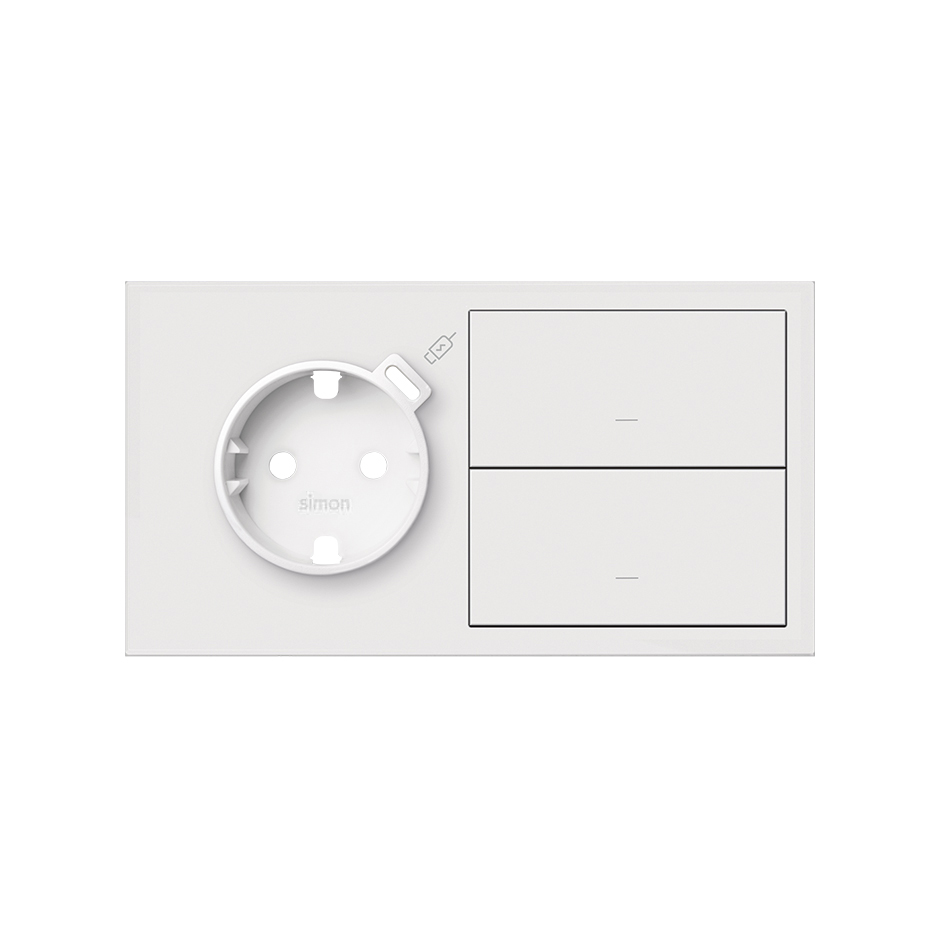 Kit front 2 schuko sockets with USB C + 2 rockers matt white Simon 100 ...