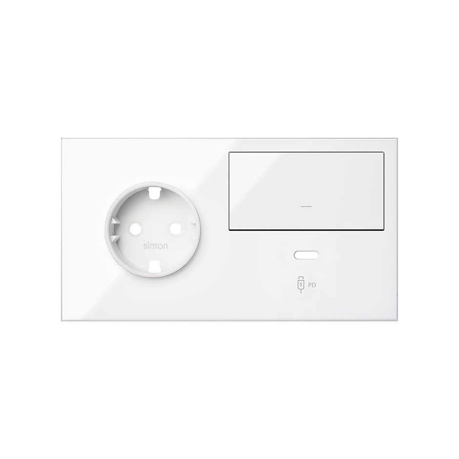 Kit front for 2 elements schuko socket + rocket + USB C charger right ...