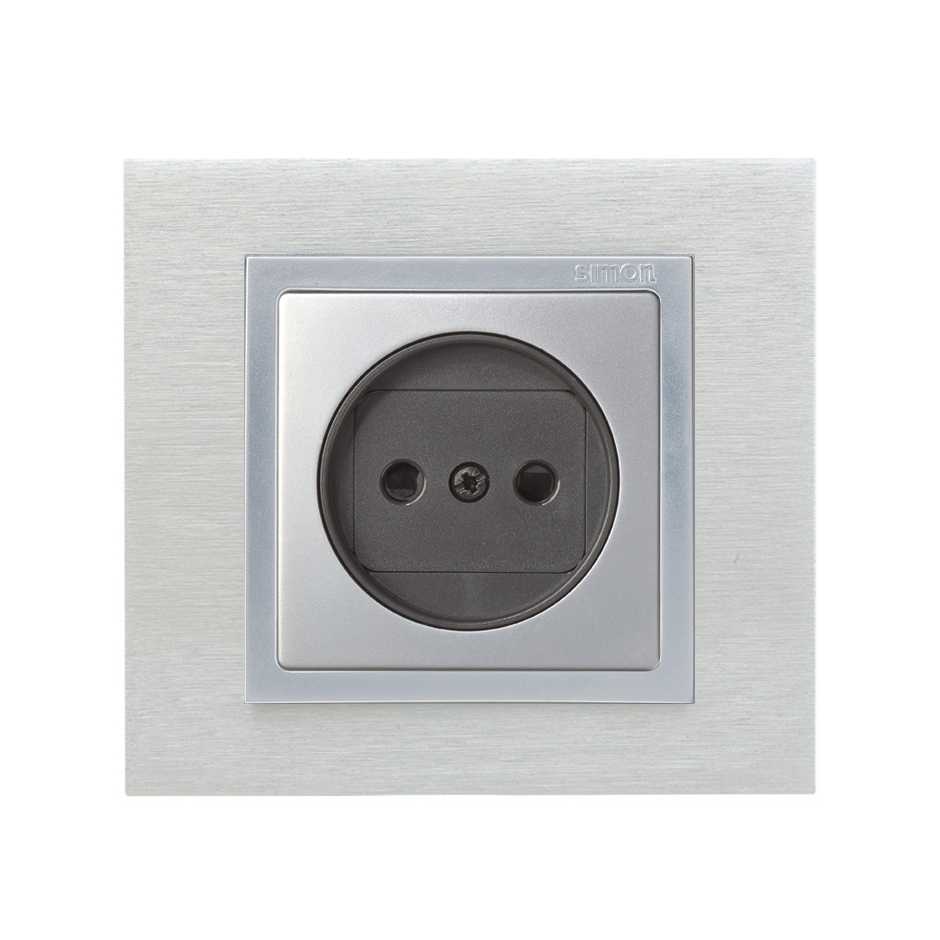 Cover with safety device for Two-pole socket outlet aluminium Simon 82 ...