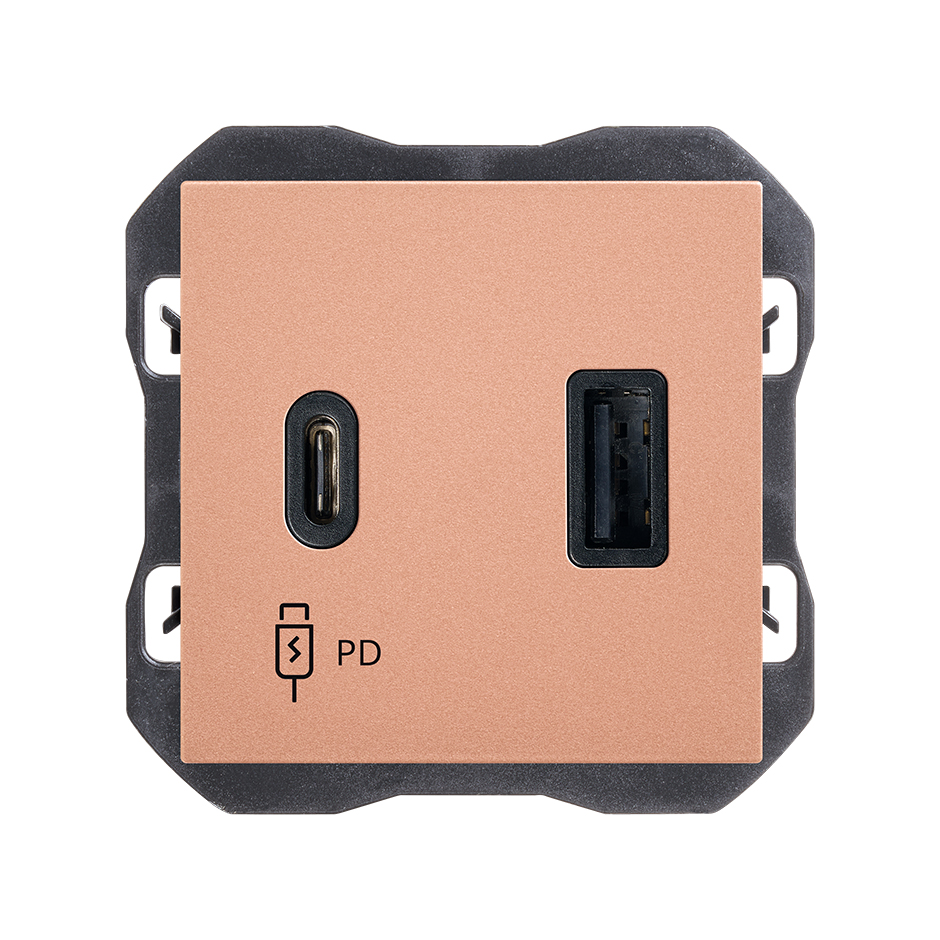 Carregador USB duplo A+C 30W Power Delivery cobre Simon 270 | SIMON