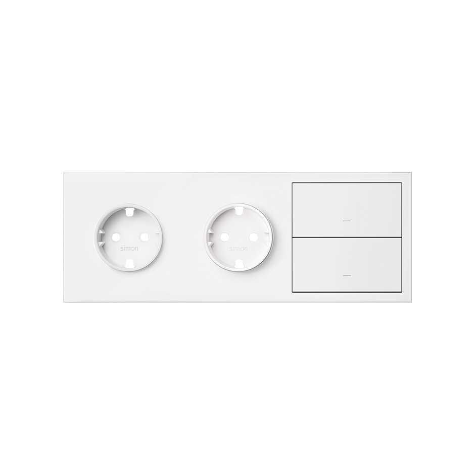 Front kit for 3 elements with 2 German socket outlets and 2 rockers ...