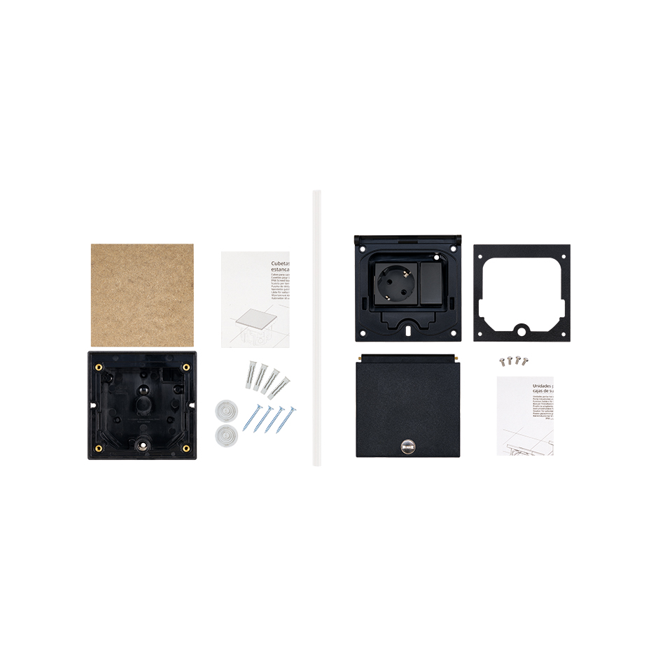 Kit de caixa de piso de concreto estanque IP66 com 1 tomada schuko + 1 ...