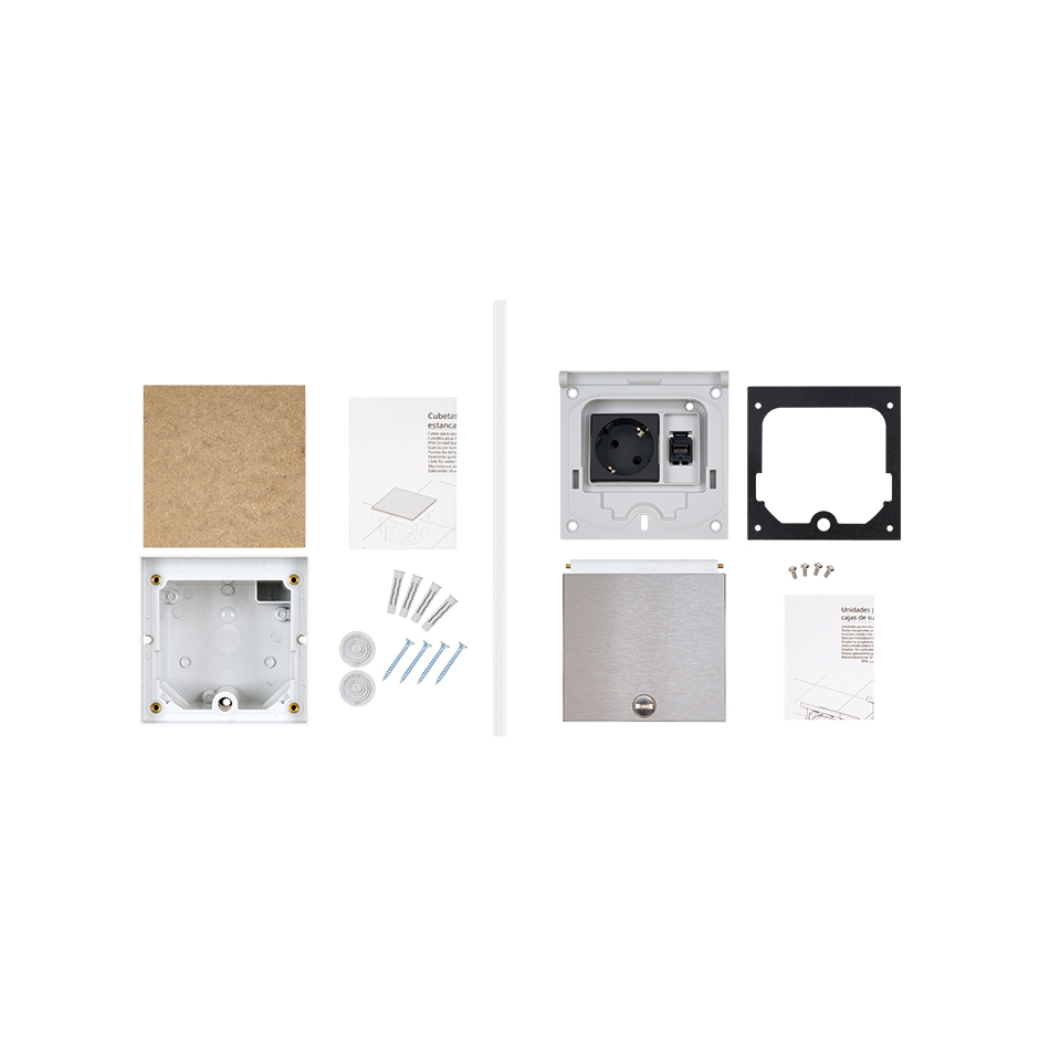 IP66 watertight concrete floor box kit with 1 schuko socket outlet + 1 ...