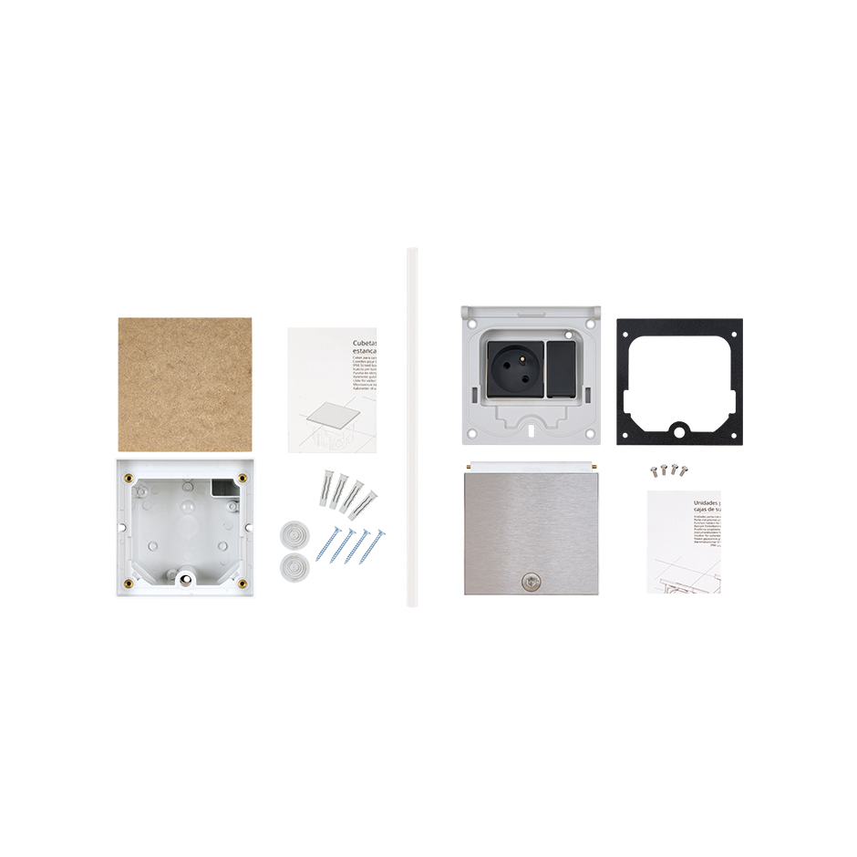 IP66 watertight concrete floor box kit with 1 french socket outlet + 1 ...