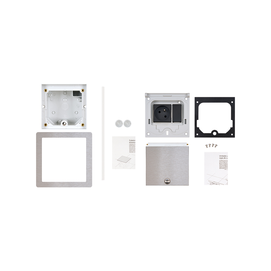 IP66 watertight raised floor box kit with 1 french socket outlet + 1 ...