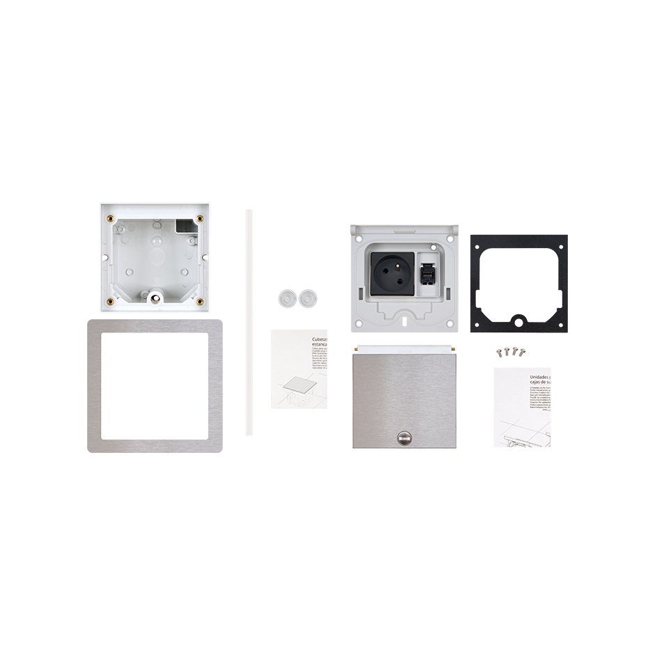 IP66 watertight raised floor box kit with 1 french socket outlet + 1 ...