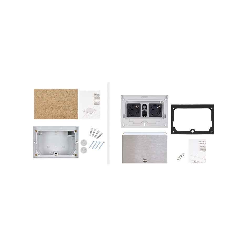 IP66 watertight concrete floor box kit with 2 schuko socket outlets + 2 ...