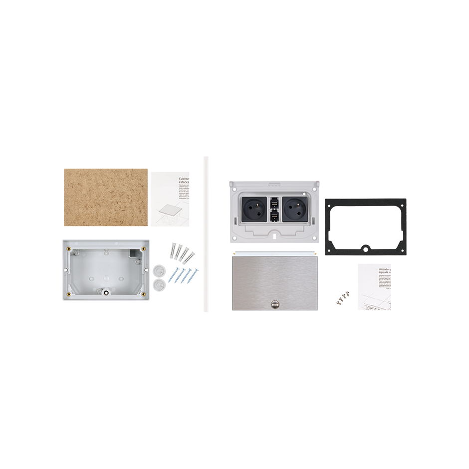 IP66 watertight concrete floor box kit with 2 french socket outlets + 2 ...