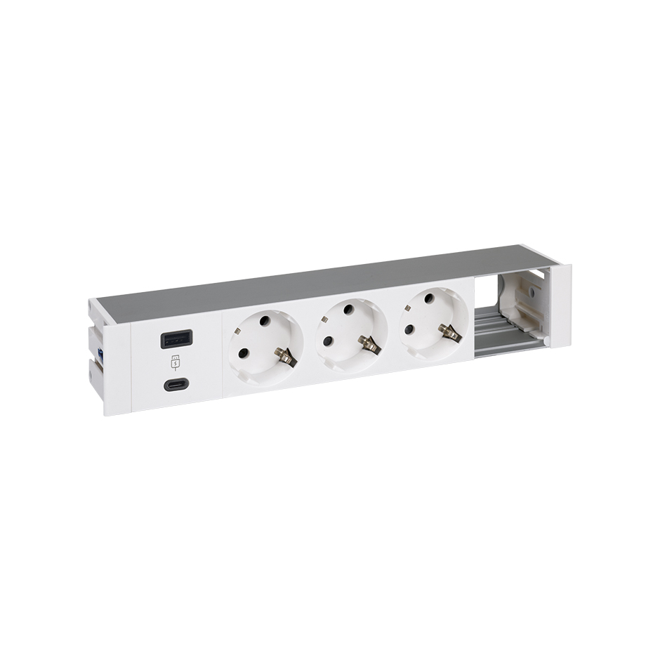 Customisable kit with USB A+C 18W QuickCharge, 3 Schuko socket and 1 ...