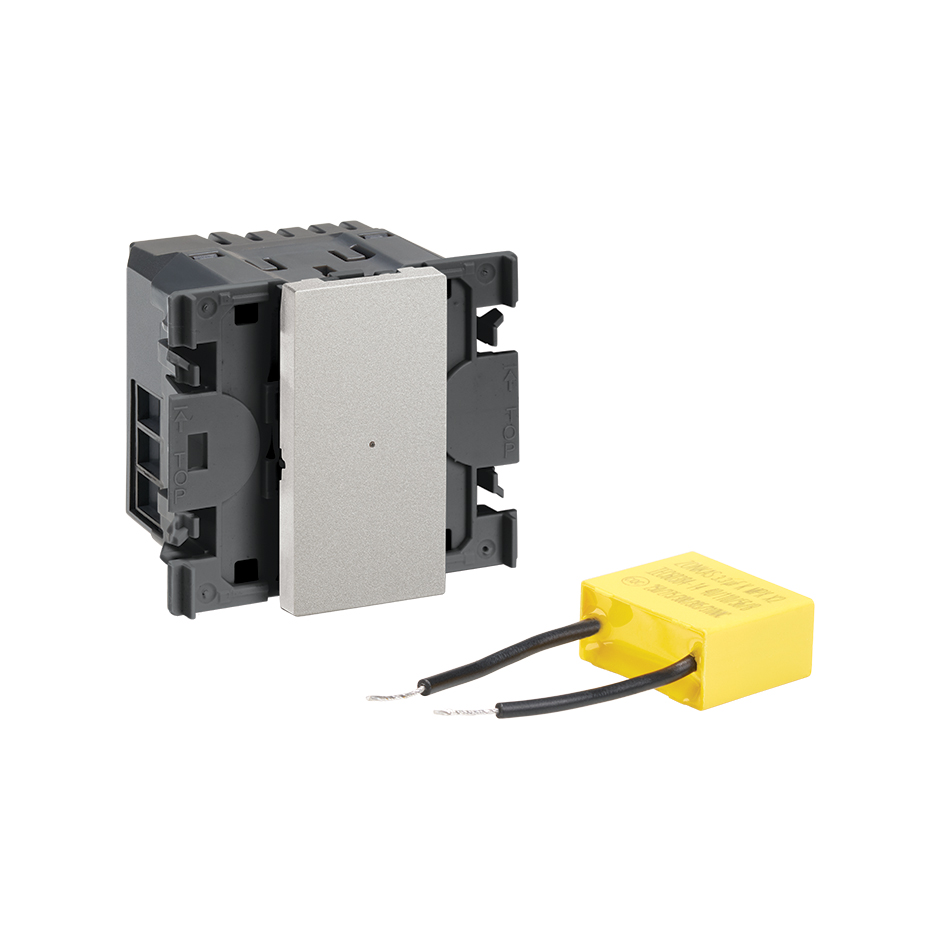 Simon iO electronic 2-way switch 2-wire with slender rocker aluminium Simon 270 | SIMON