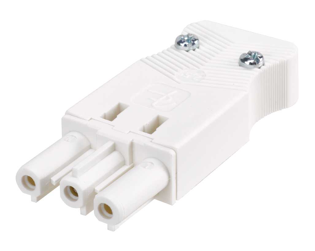 Fiche à connexion raide femelle 3 pôles connexion à vis - Blanc neige ...