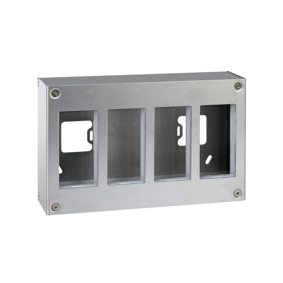 Surface mount metal wall box for 8 elements stainless steel Simon K45 ...