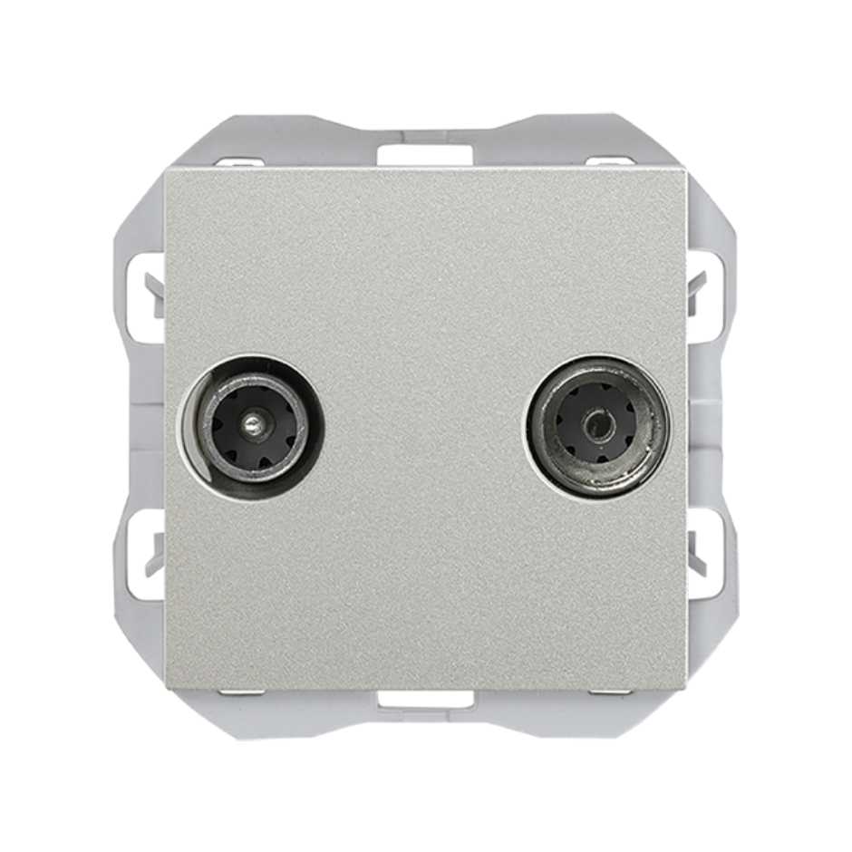 R/TV+SAT signal socket outlet intermediate aluminium Simon 270 | SIMON