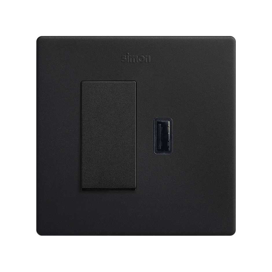 Monobloc kit for 1 element with 1 push-button switch and 1 USB charger ...
