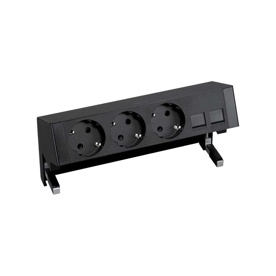 Complete kit with 3 schuko socket outlets and plate for 2 RJ45 ...