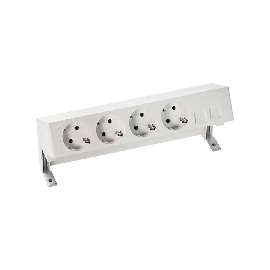 Complete kit with 4 schuko socket outlets and plate for 2 RJ45 ...