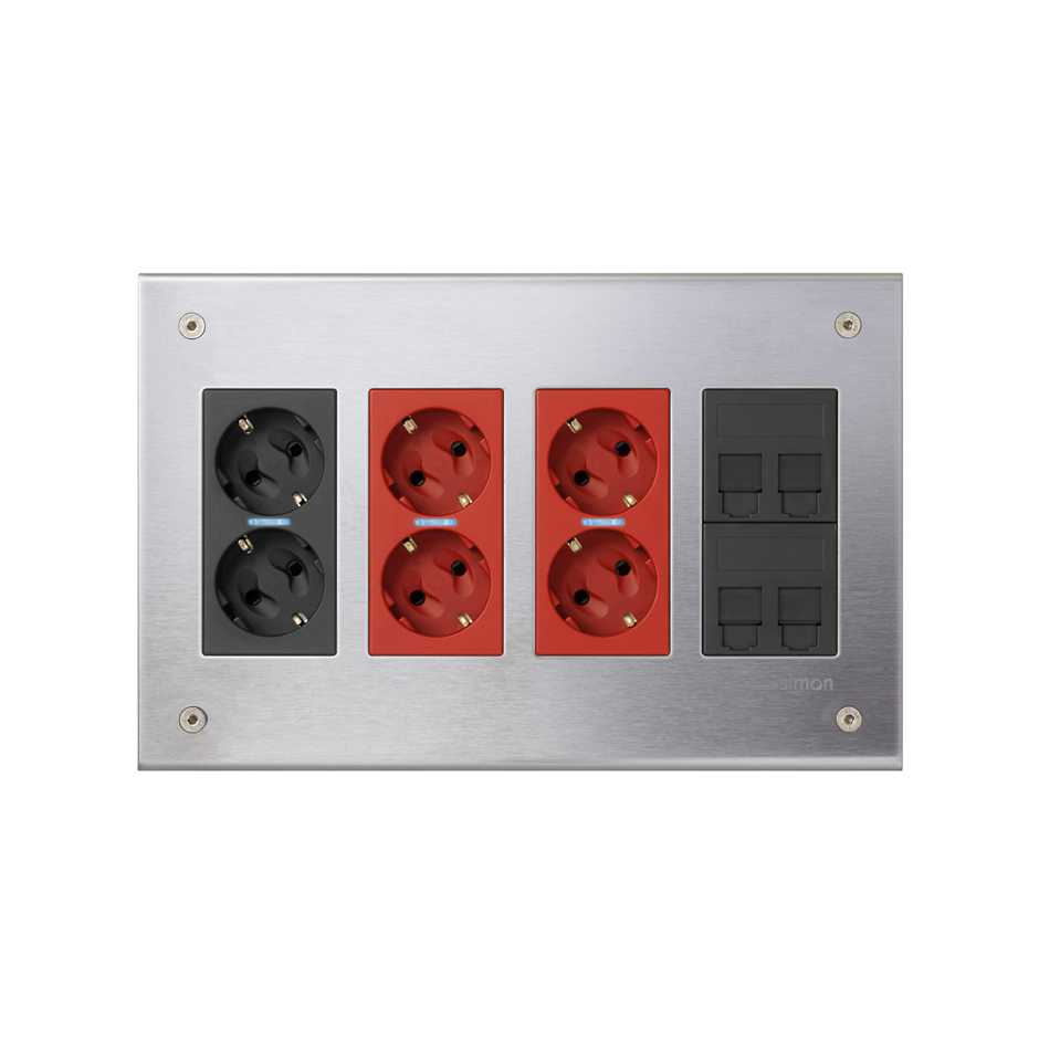 Metal flush-mount wall box kit 4 double elements with 1 double sockets ...