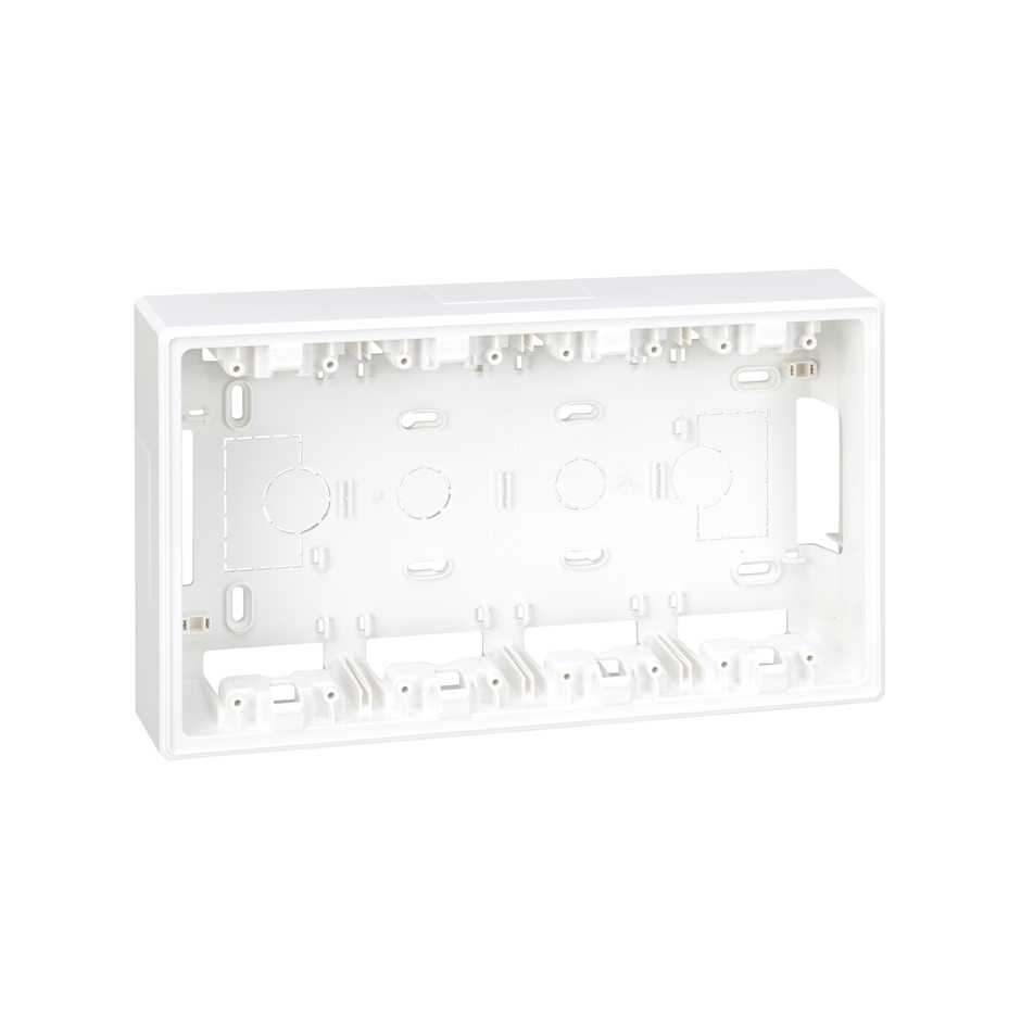Flush-mount wall box base for 4 double elements white Simon 500 Cima ...
