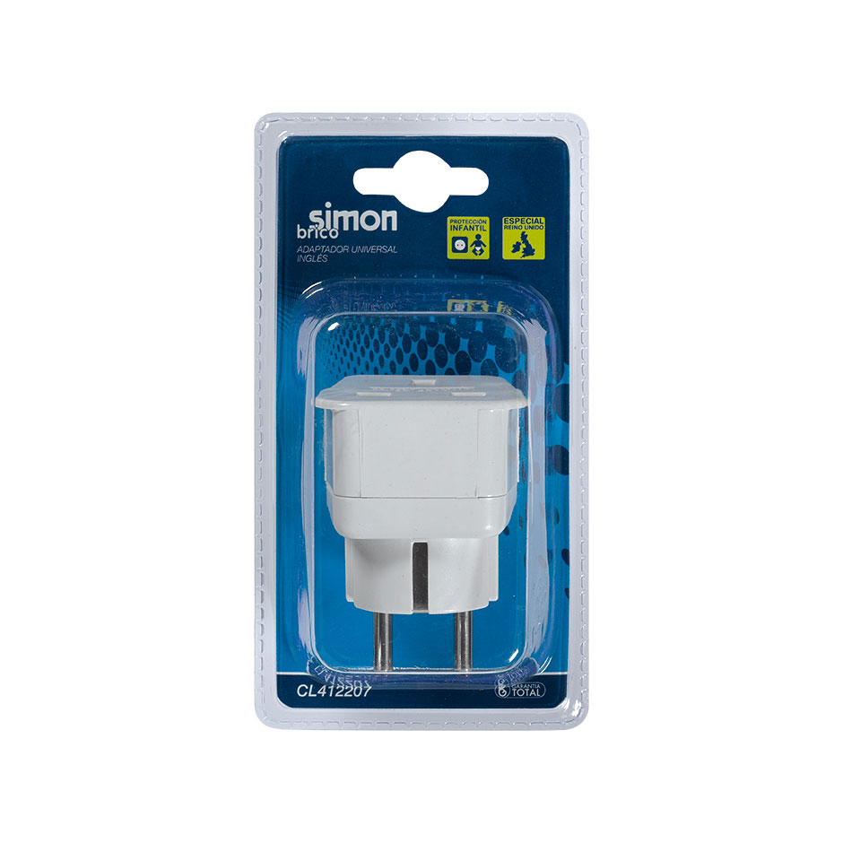 Adaptador de viagem de tomada inglesa para tomada schuko de 16 A | SIMON