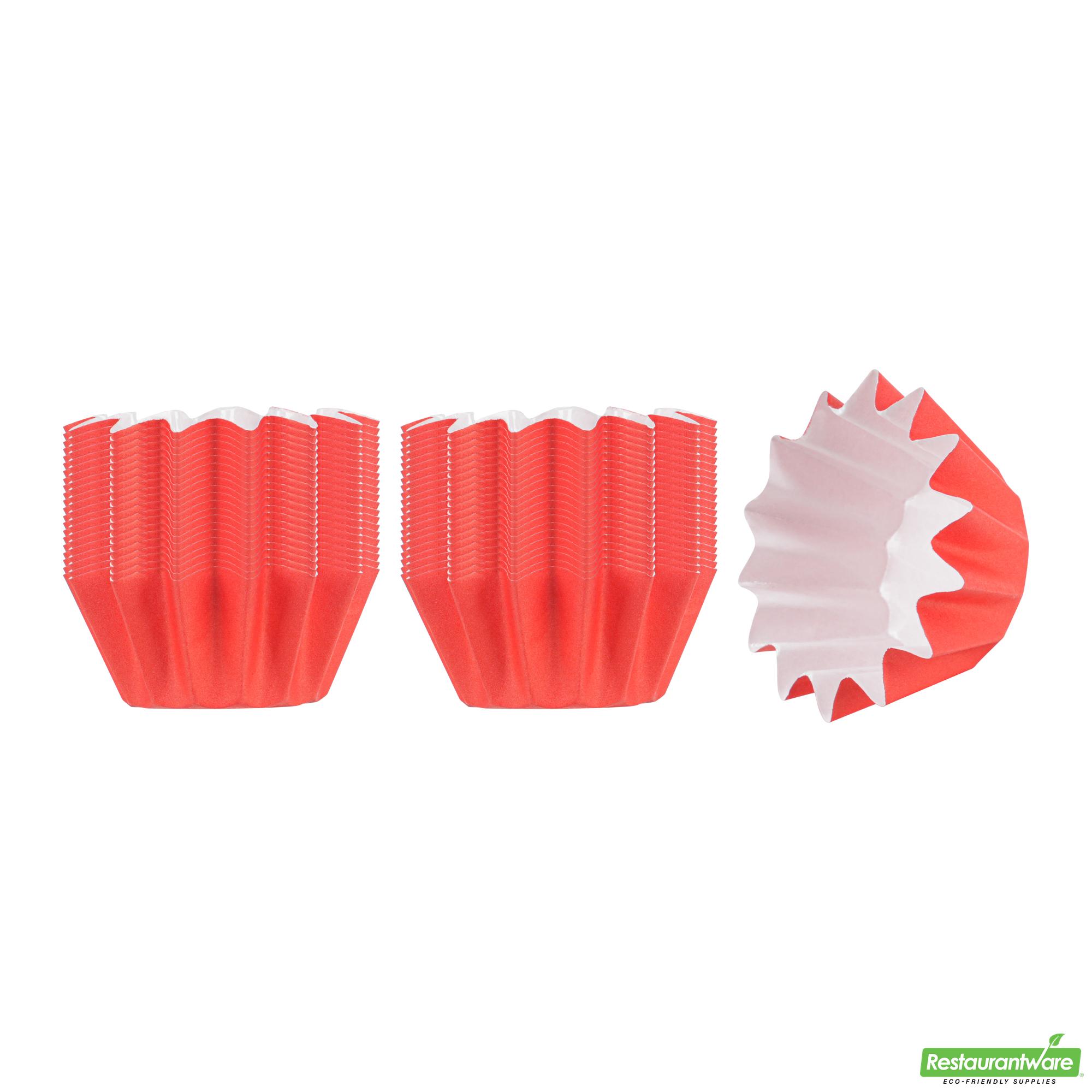 0.4 Oz Red Floral Paper Mini Baking Cup - Flared